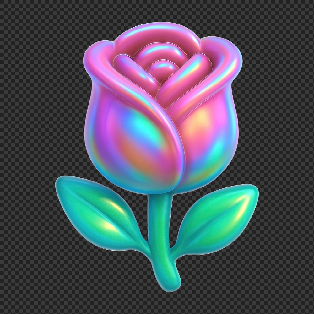 PNG Vibrant iridescent rose illustration | Free PNG - rawpixel