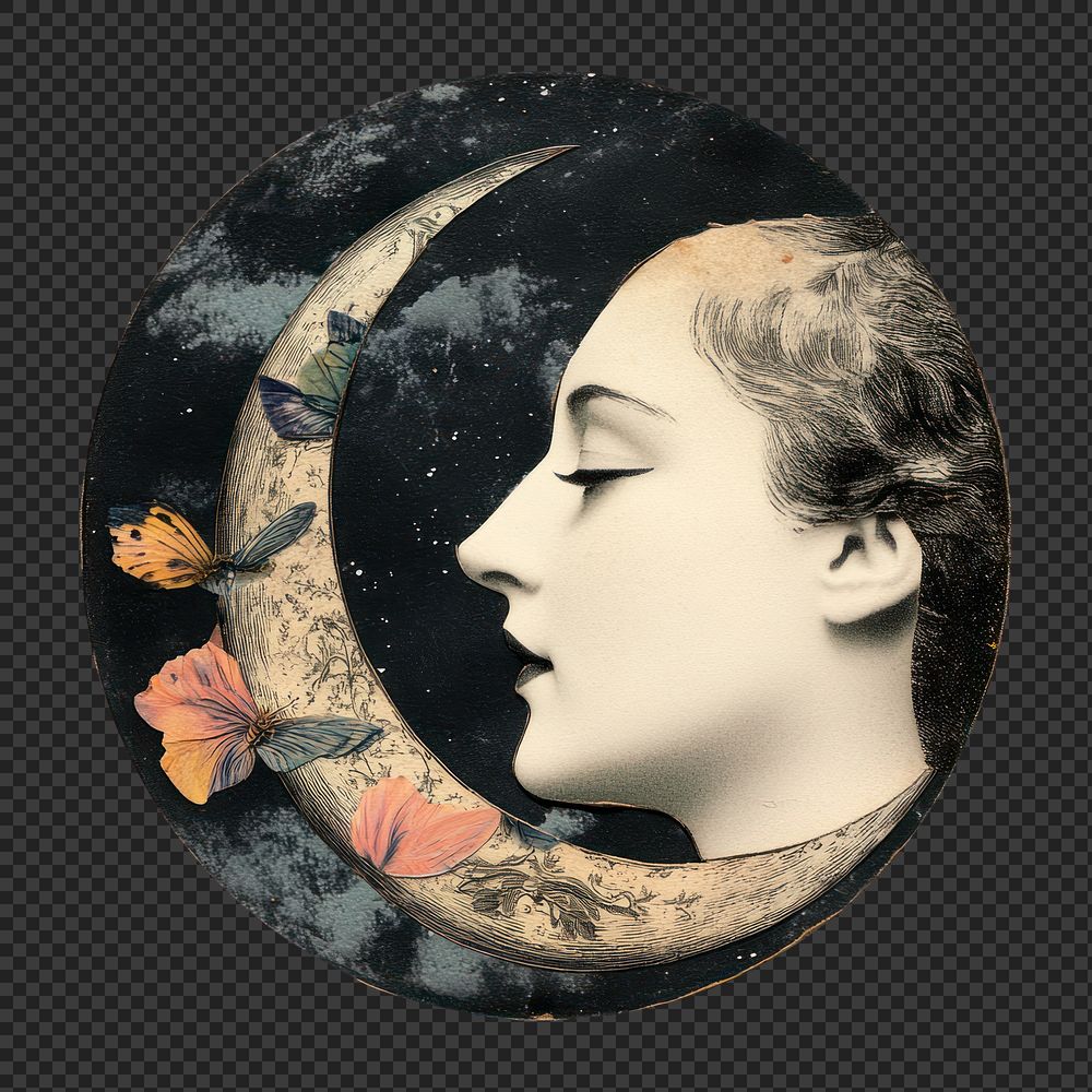 PNG Paper collage Crescent Moon | Free PNG - rawpixel