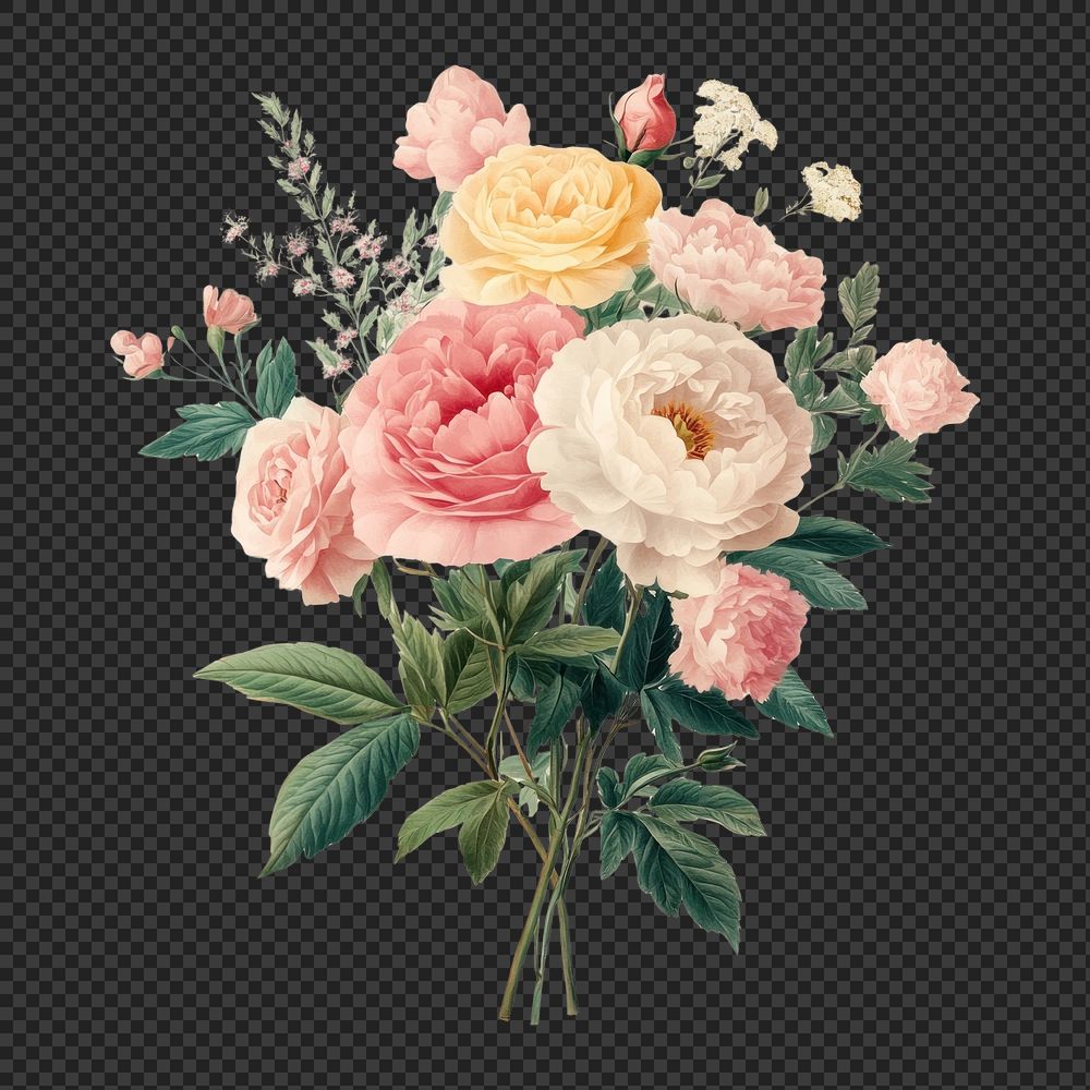 PNG Flowers illustration vintage bouquet | Premium PNG - rawpixel