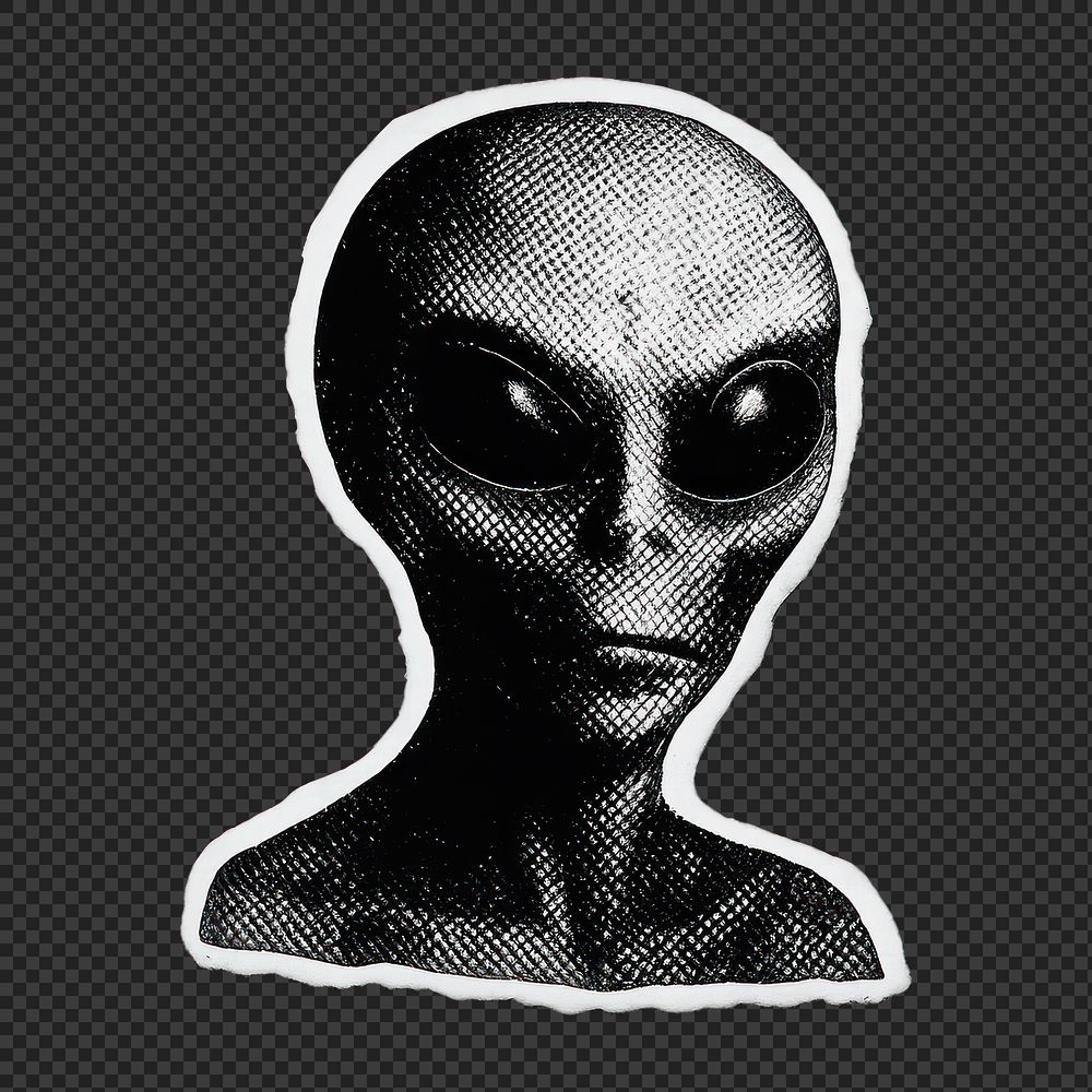 PNG Vintage alien illustration sticker | Free PNG - rawpixel