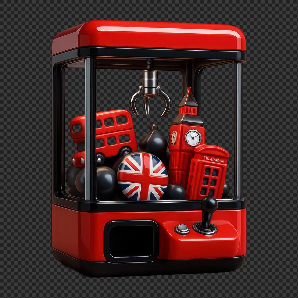 PNG British-themed claw machine illustration | Free PNG - rawpixel