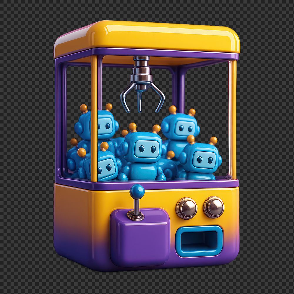 PNG Colorful robotic claw machine | Free PNG - rawpixel