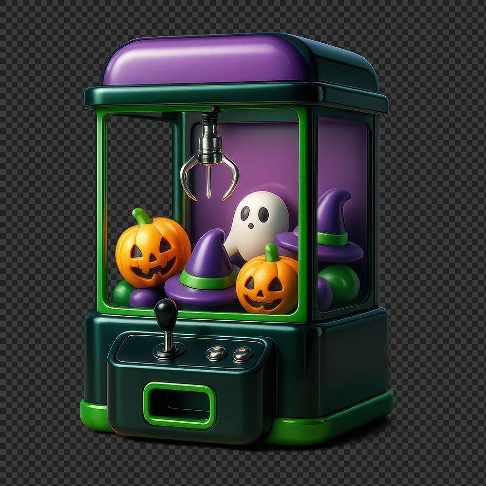 PNG Halloween-themed claw machine illustration | Free PNG - rawpixel