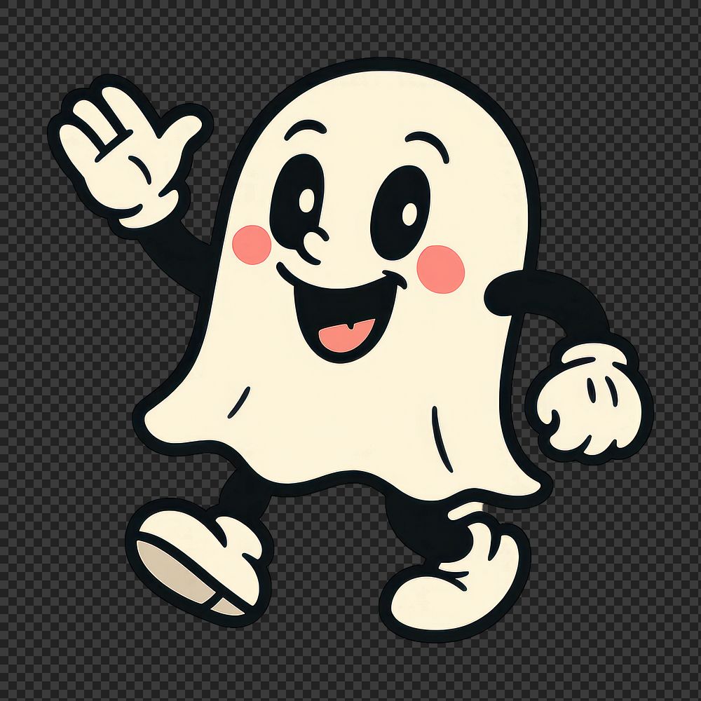 PNG Cheerful cartoon ghost waving | Free PNG - rawpixel