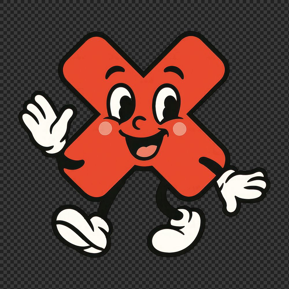 PNG Cheerful cartoon red X | Free PNG - rawpixel