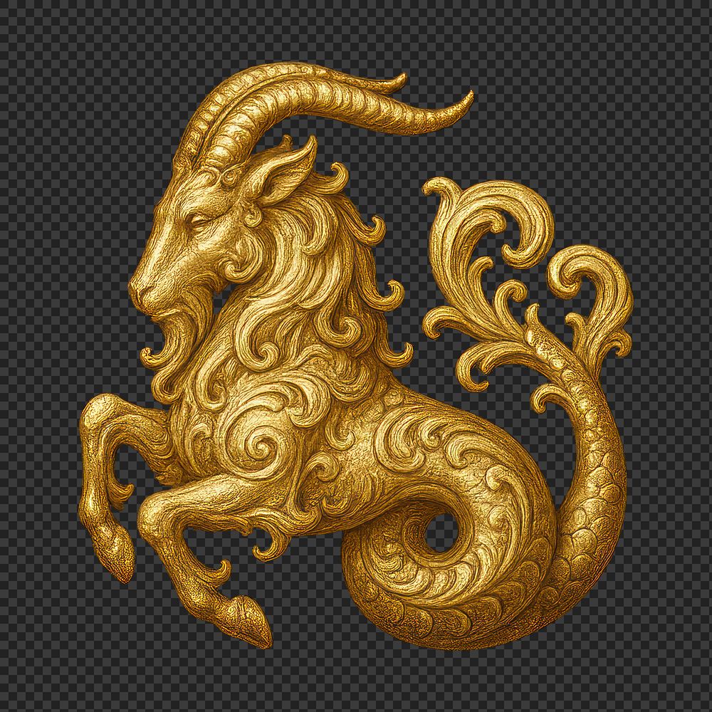 PNG Golden mythical Capricorn symbol | Free PNG - rawpixel
