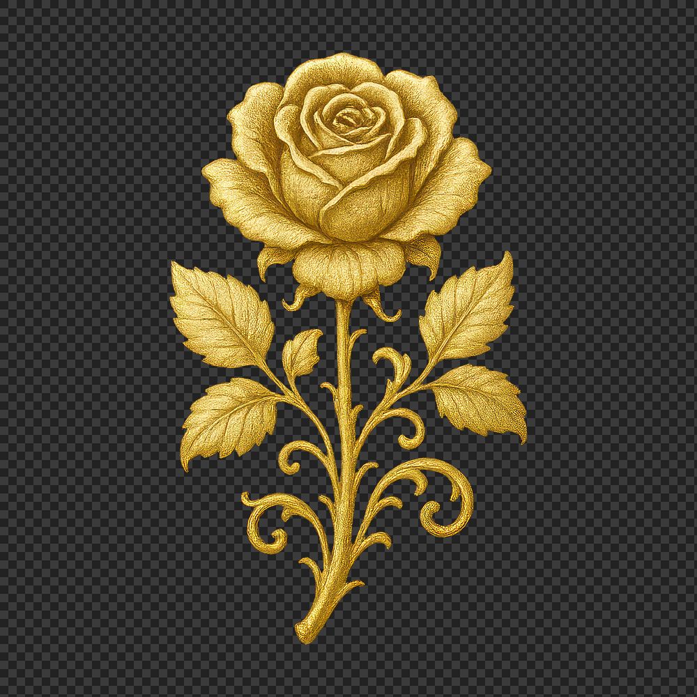 PNG Elegant golden rose illustration | Free PNG - rawpixel