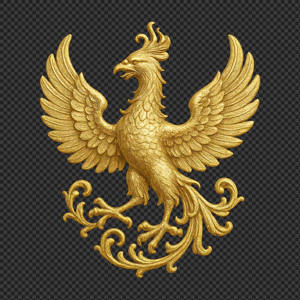 PNG Golden mythical phoenix emblem | Free PNG - rawpixel