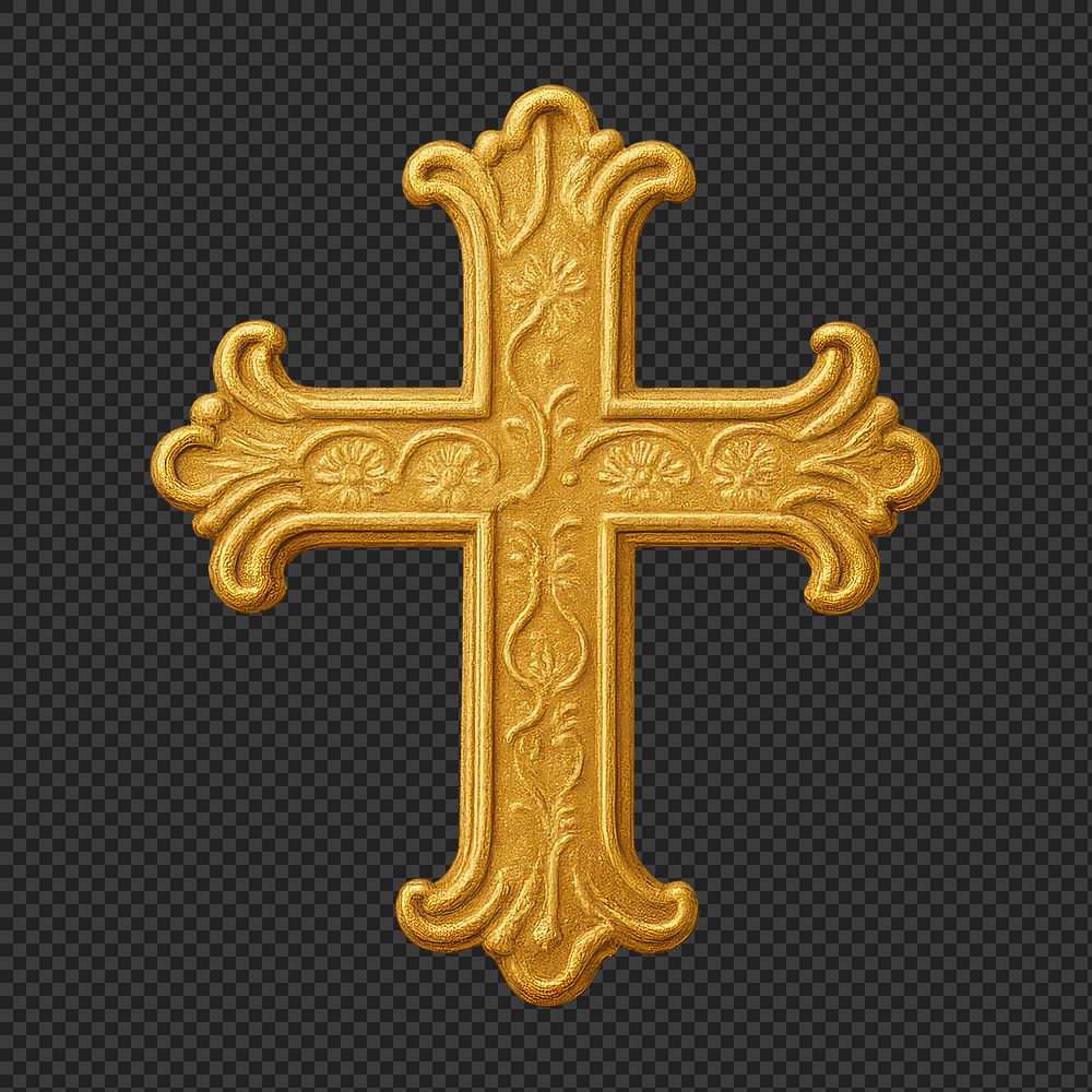 PNG Ornate golden cross design | Free PNG - rawpixel