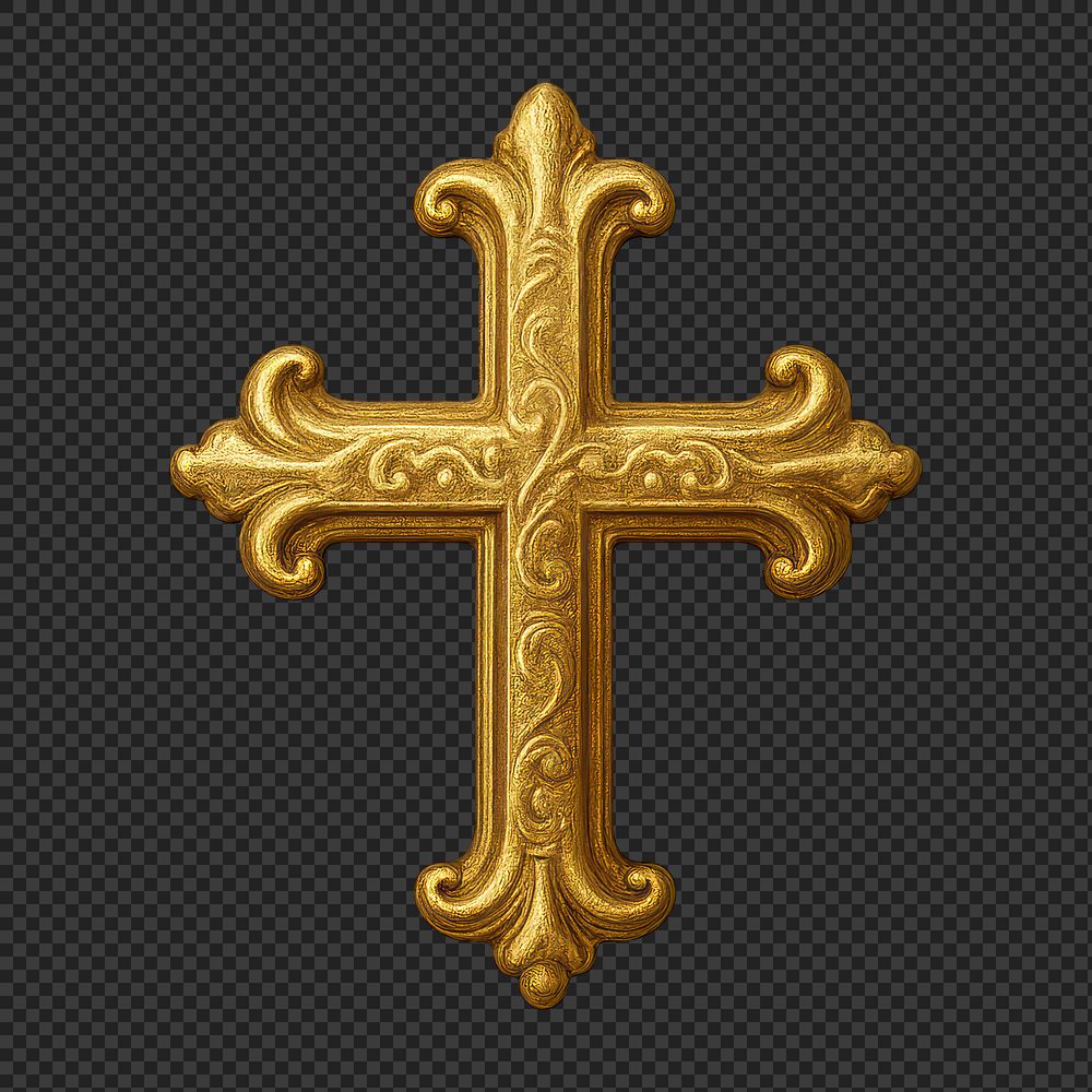 PNG Ornate golden decorative cross | Free PNG - rawpixel