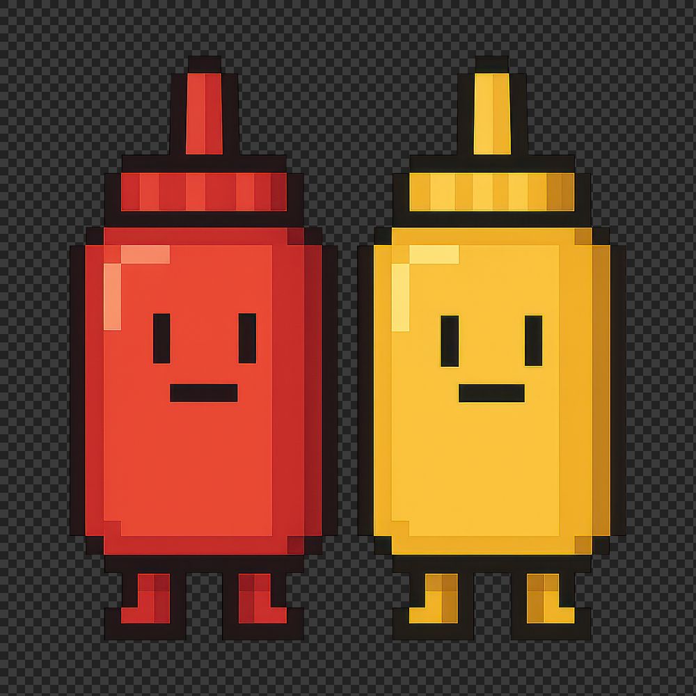 PNG Pixelated condiment bottle characters | Free PNG - rawpixel