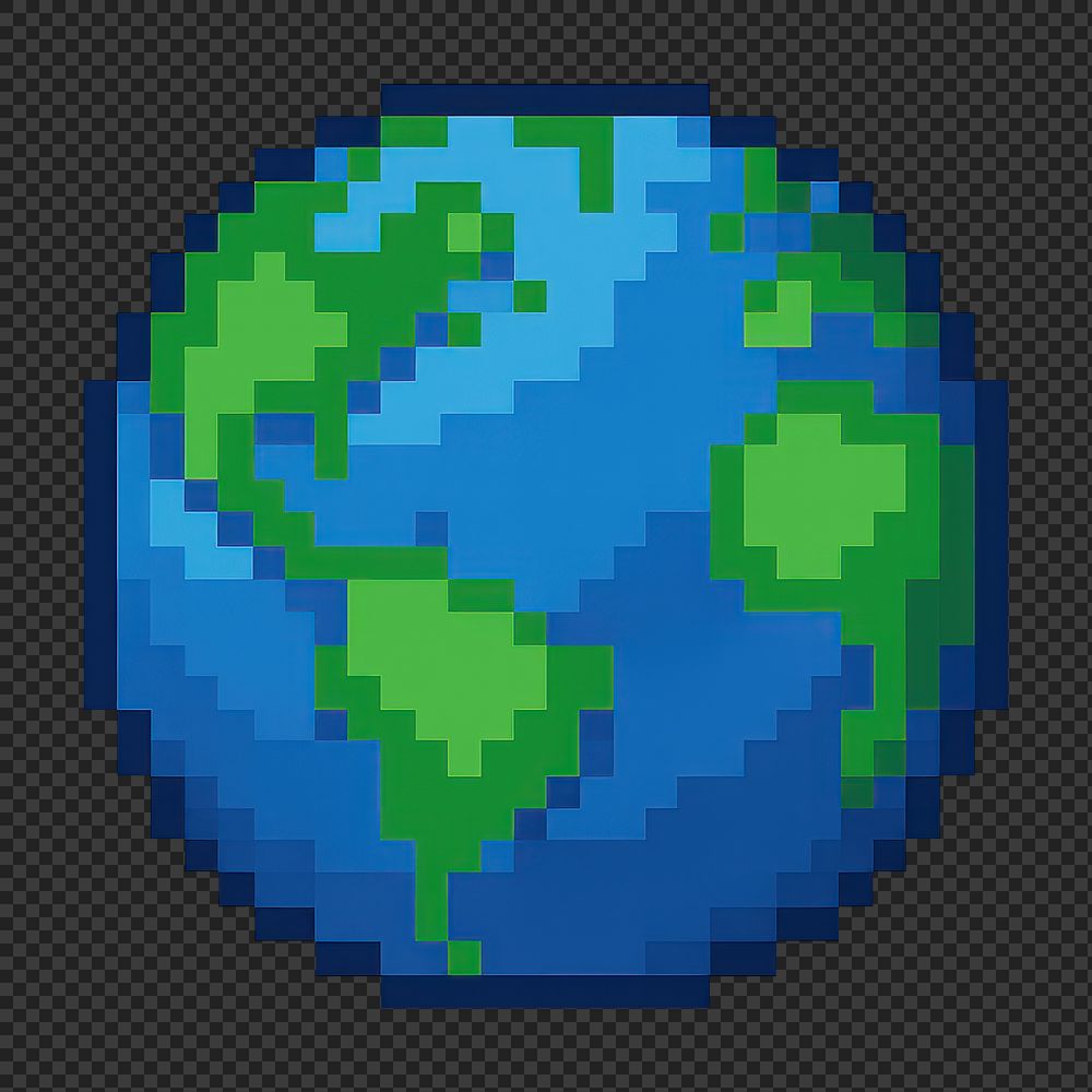 PNG Pixelated Earth digital art | Free PNG - rawpixel