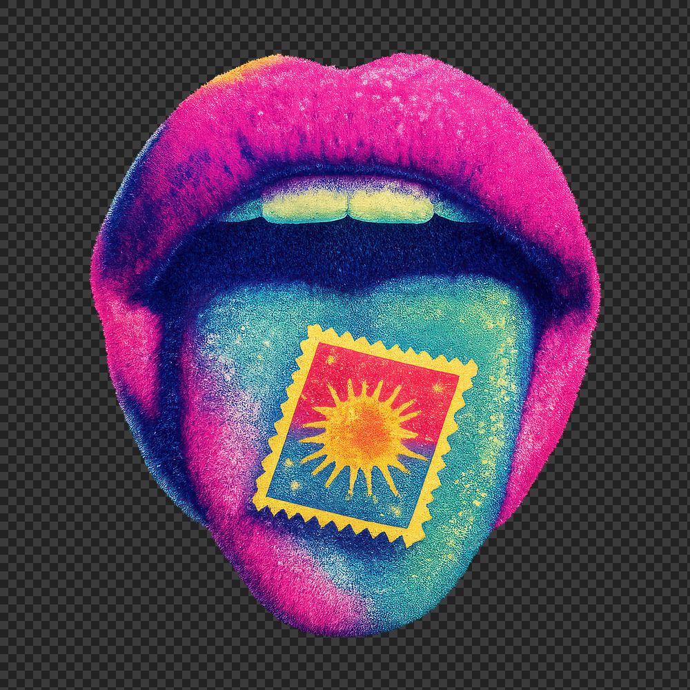 PNG Psychedelic mouth with stamp | Free PNG - rawpixel