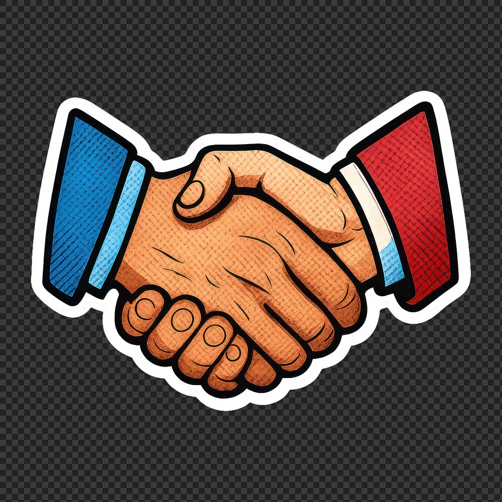 Colorful handshake illustration sticker | Free PNG - rawpixel