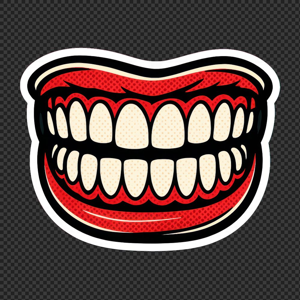 Comic teeth illustration sticker | Free PNG - rawpixel