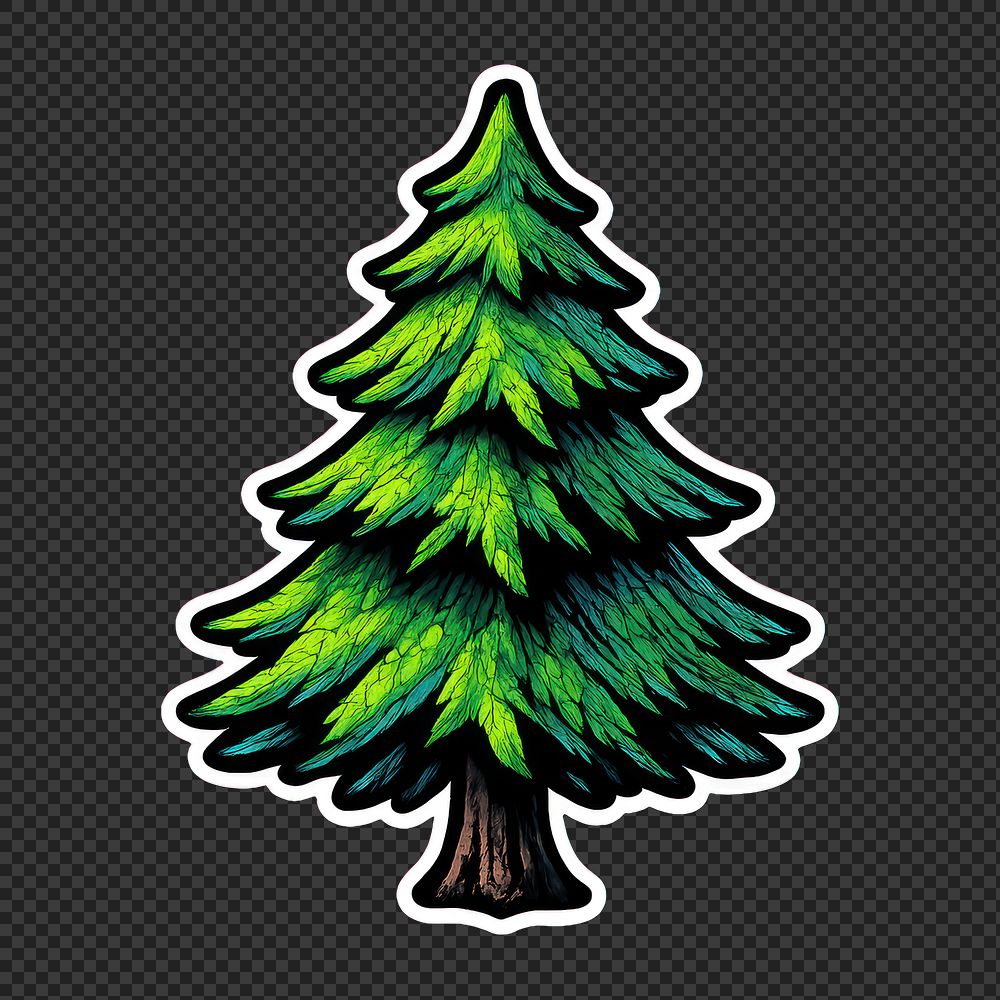 Vibrant evergreen tree illustration | Free PNG - rawpixel