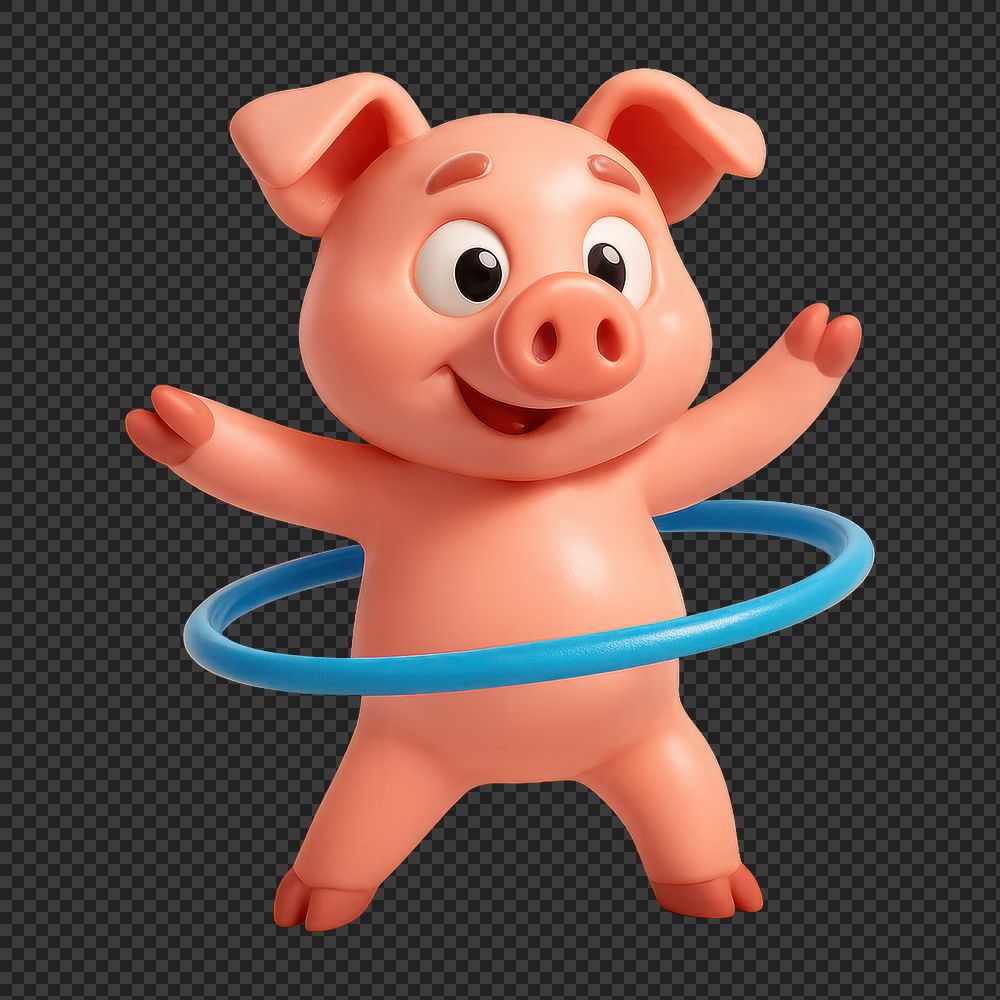 PNG Playful pig hula hooping | Free PNG - rawpixel