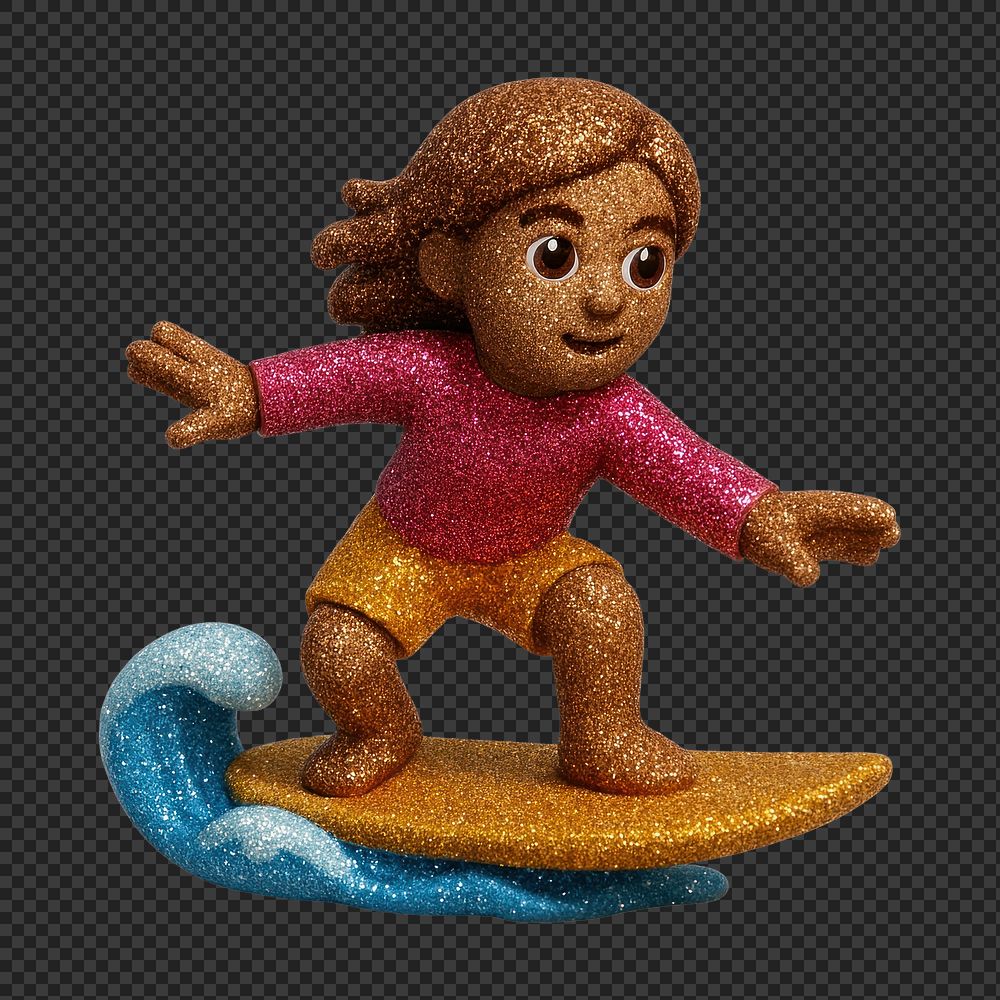PNG Glittery surfer cartoon character | Free PNG - rawpixel