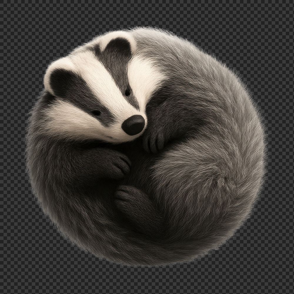 PNG Adorable curled fluffy badger | Free PNG - rawpixel