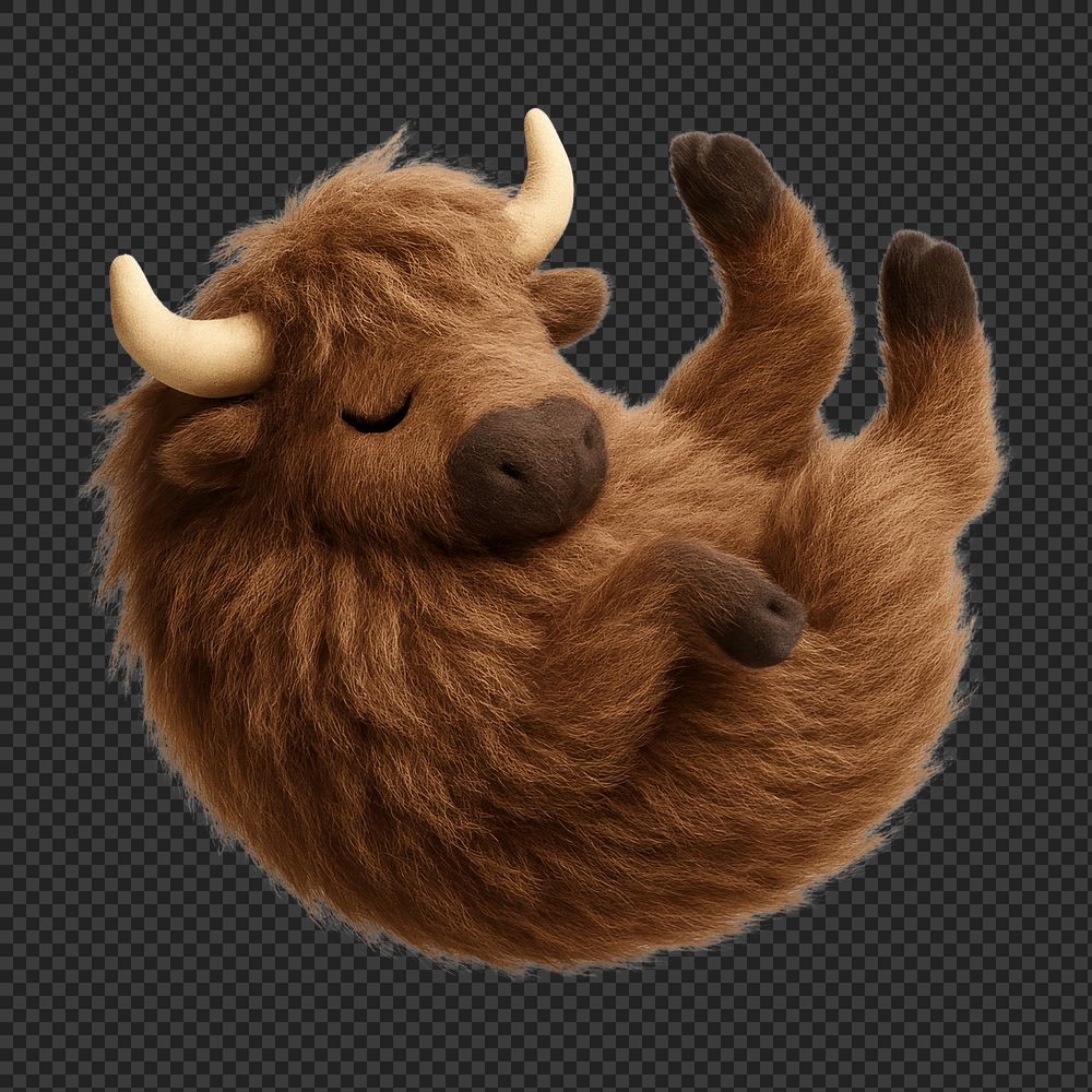 PNG Cute fluffy floating bison | Free PNG - rawpixel