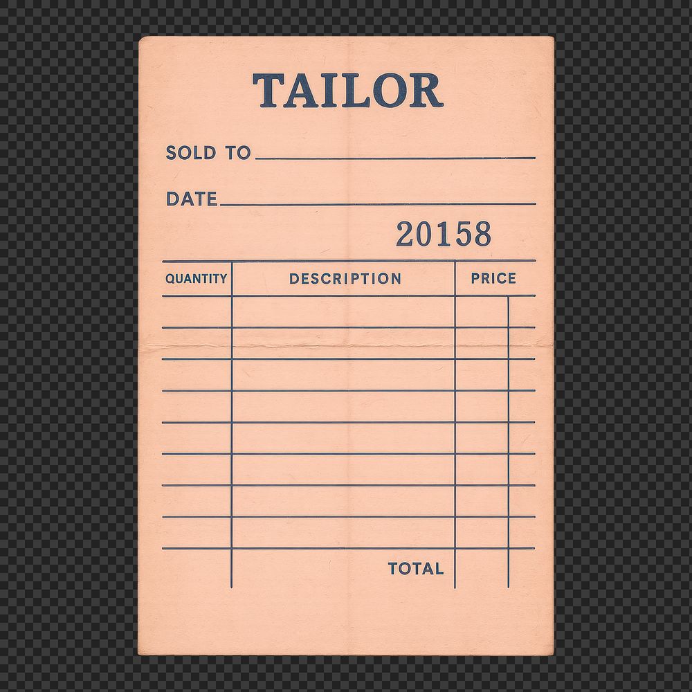 PNG Vintage tailor invoice template | Free PNG - rawpixel