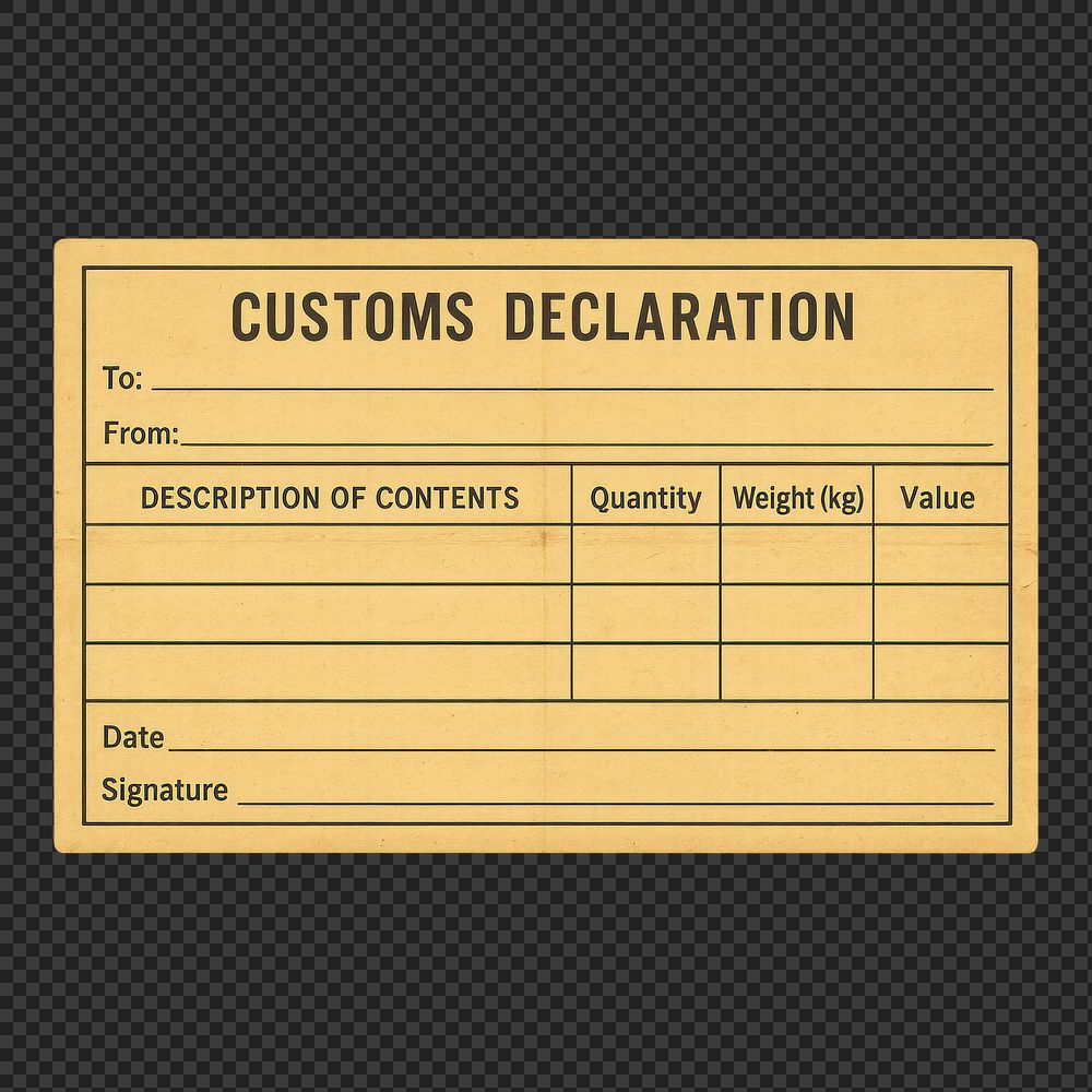 PNG Vintage customs declaration form | Free PNG - rawpixel