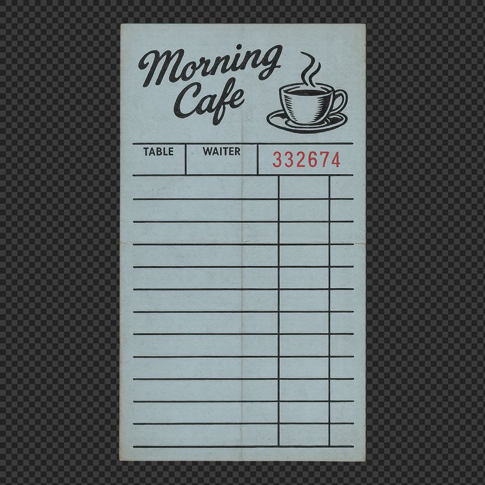 PNG Vintage cafe receipt design | Free PNG - rawpixel