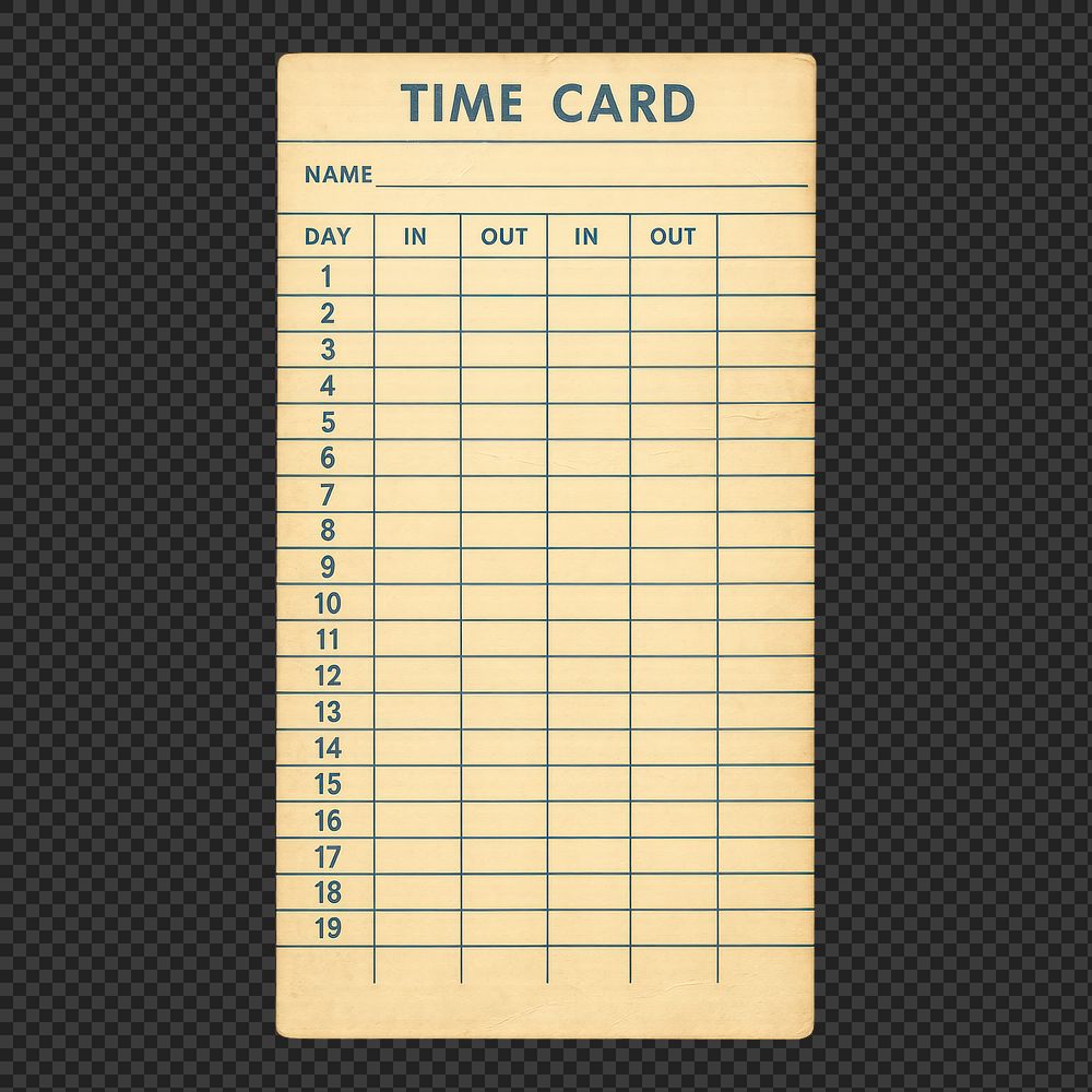 PNG Vintage time card template | Free PNG - rawpixel