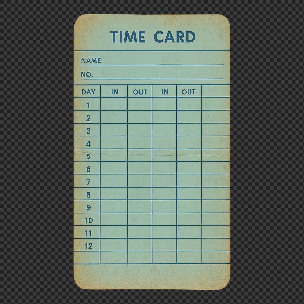 PNG Vintage employee time card | Free PNG - rawpixel