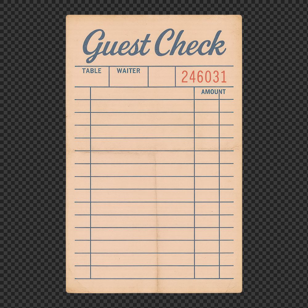 PNG Vintage restaurant guest check | Free PNG - rawpixel