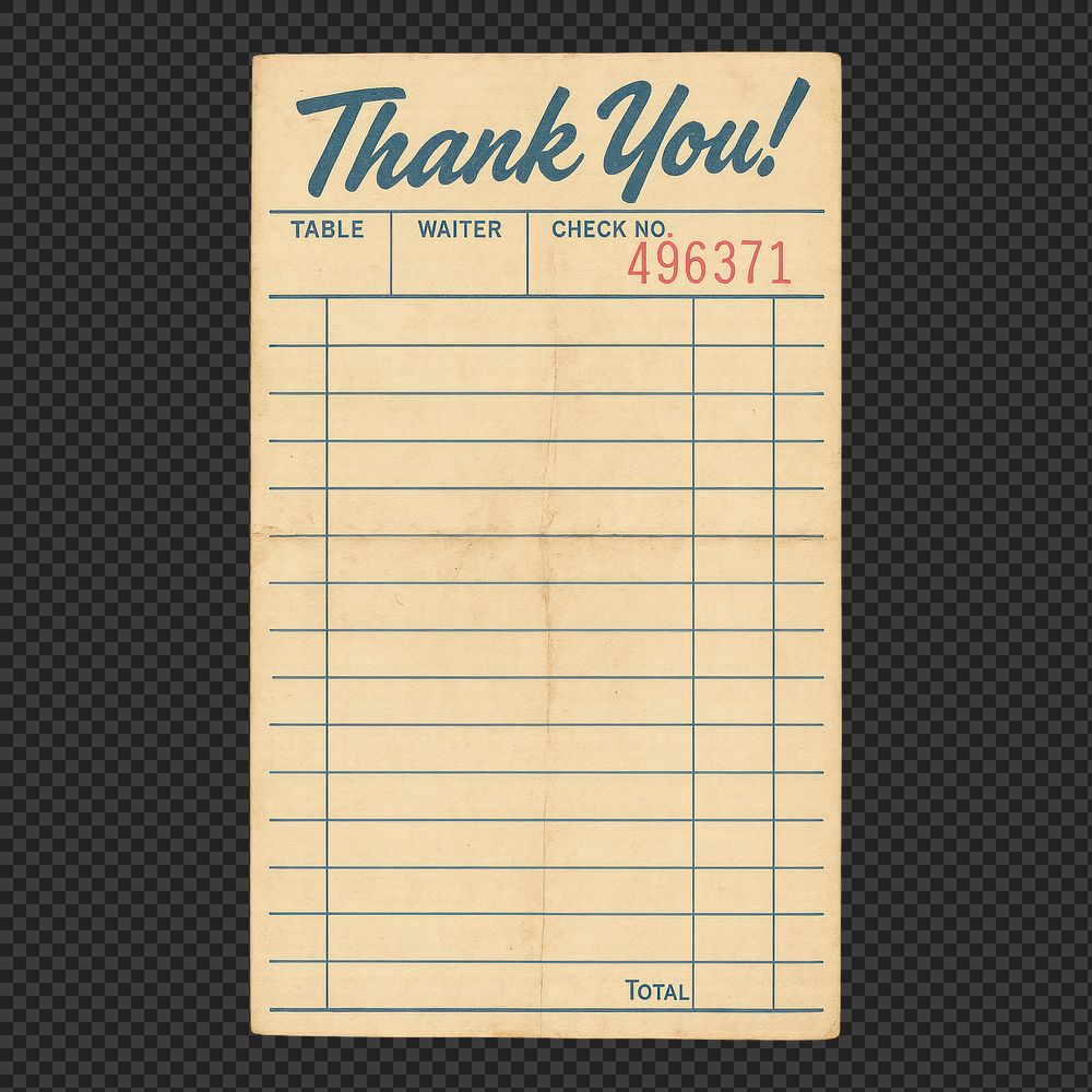 PNG Vintage restaurant receipt template | Free PNG - rawpixel