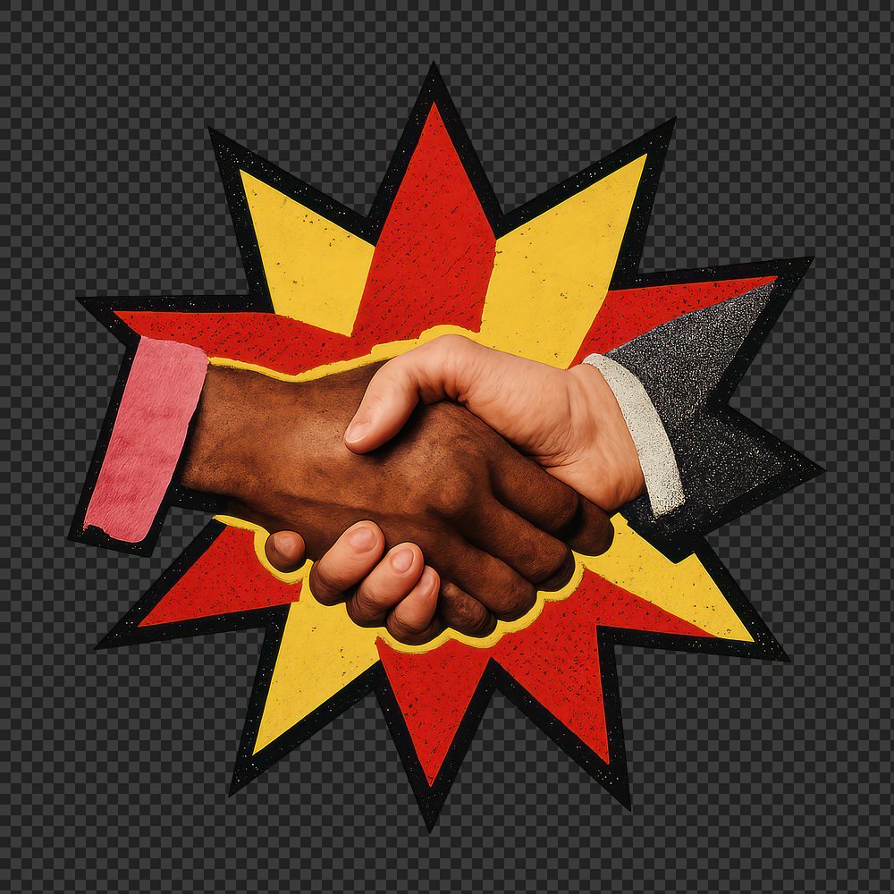 PNG Diverse handshake comic explosion | Free PNG - rawpixel