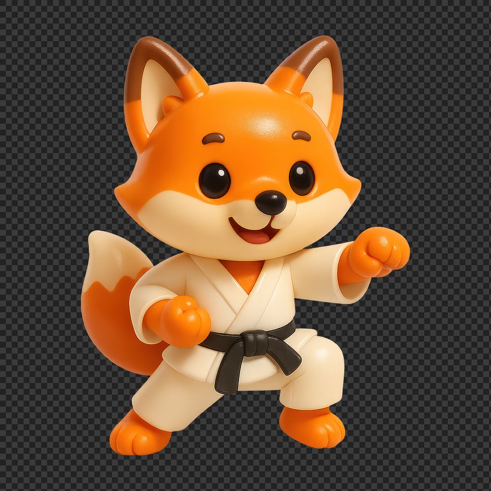 PNG Cute karate fox figurine | Free PNG - rawpixel