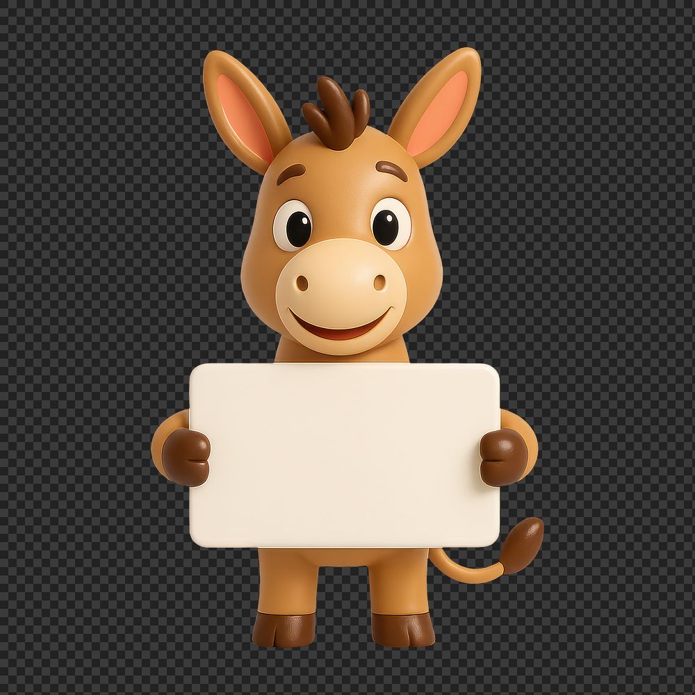 PNG Cute donkey holding sign | Free PNG - rawpixel