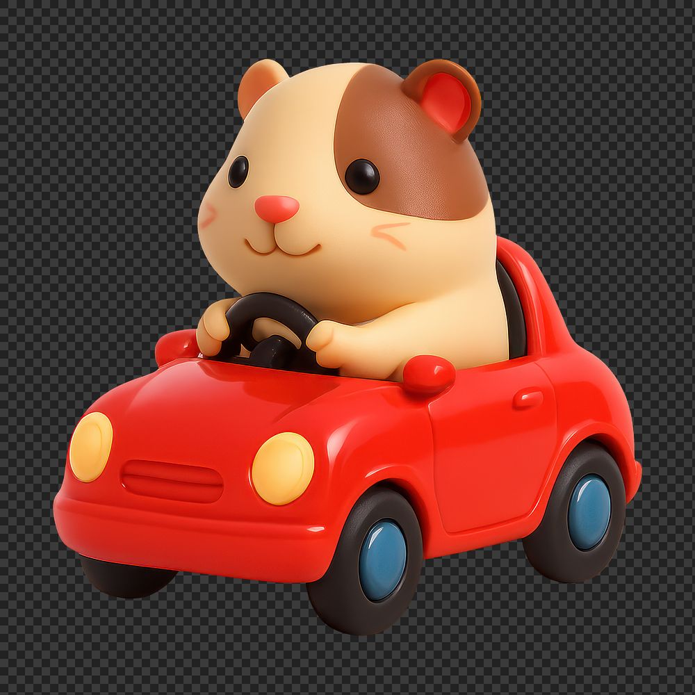 PNG Cute hamster driving toy | Free PNG - rawpixel