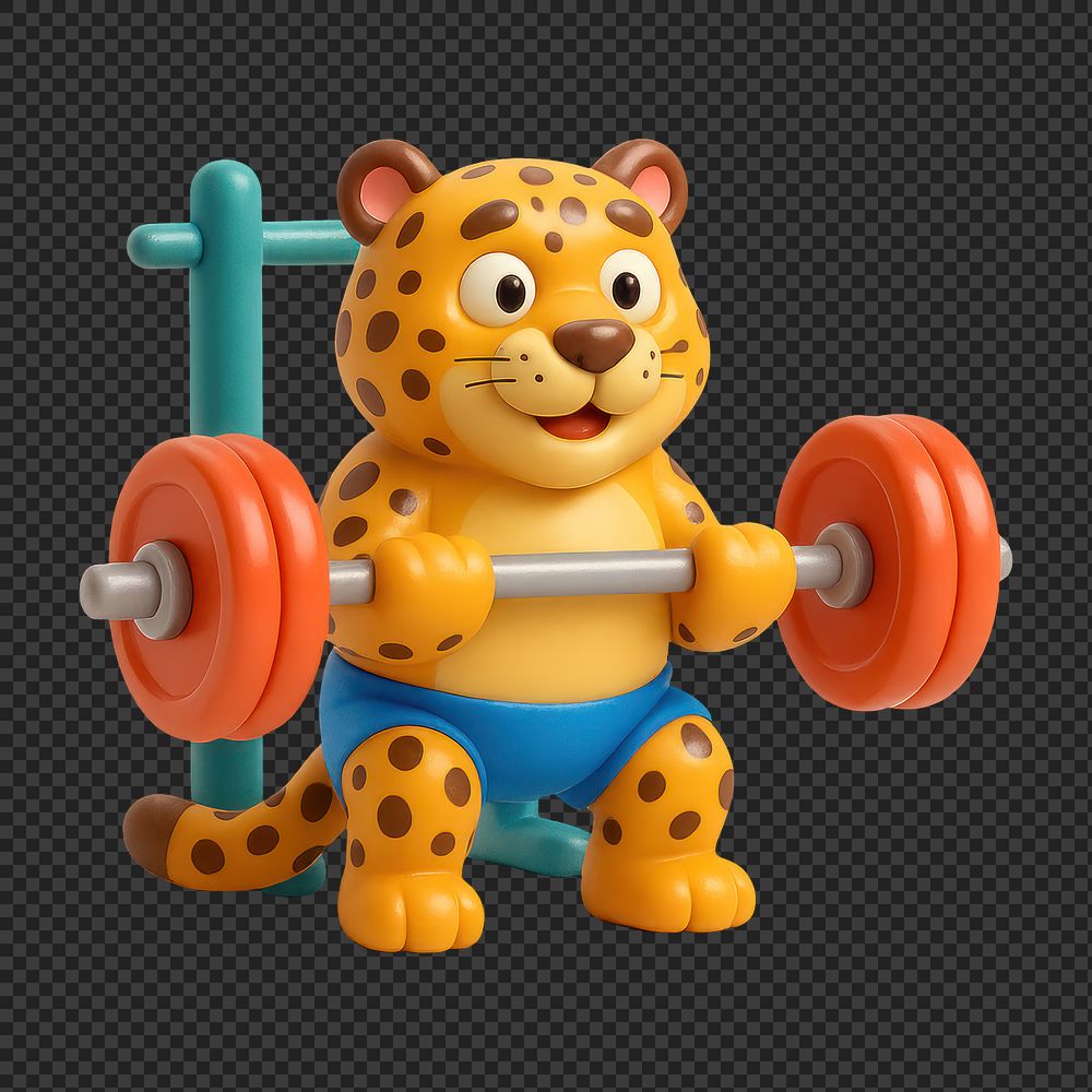 PNG Cute leopard lifting weights | Free PNG - rawpixel