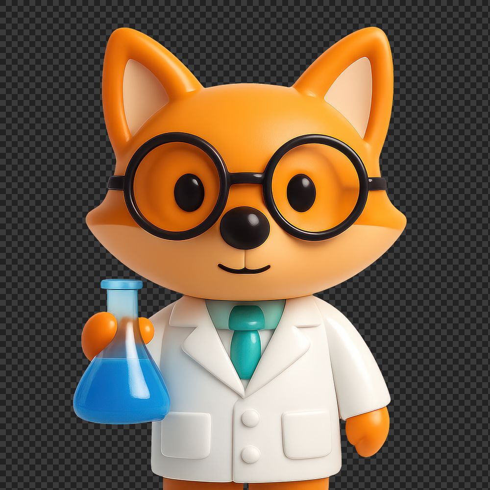 PNG Cute fox scientist toy | Free PNG - rawpixel