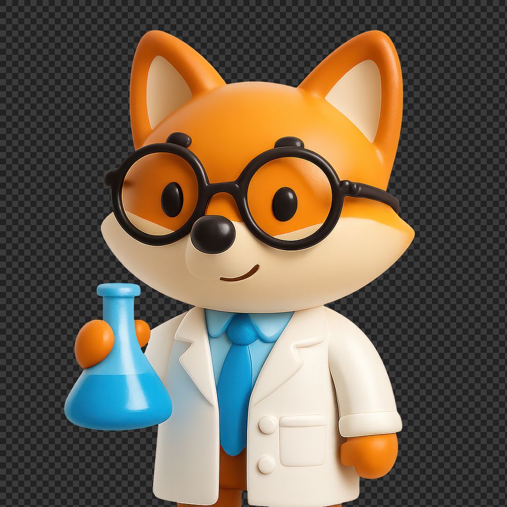 PNG Cartoon fox scientist character | Free PNG - rawpixel