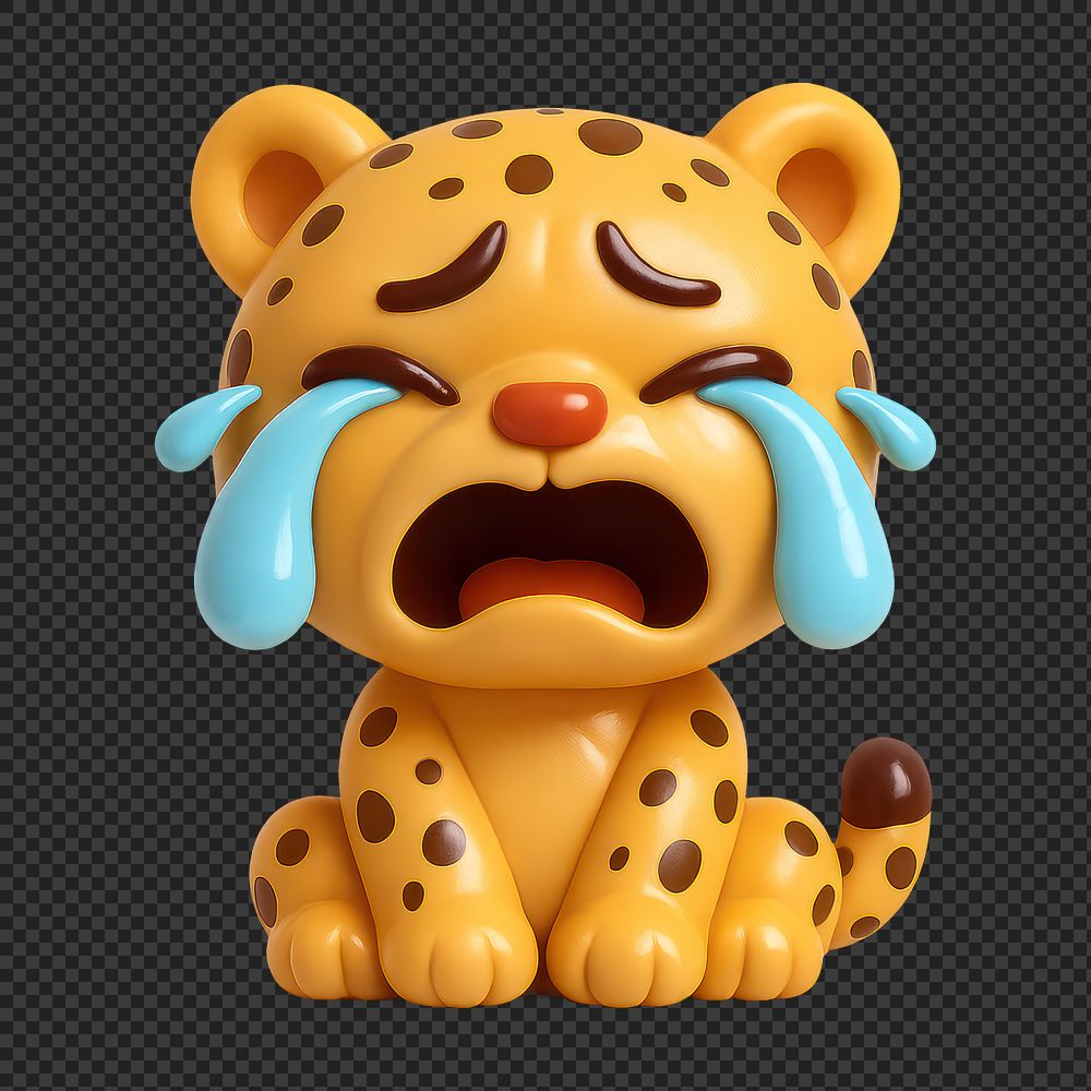 PNG Crying cartoon leopard figurine | Free PNG - rawpixel