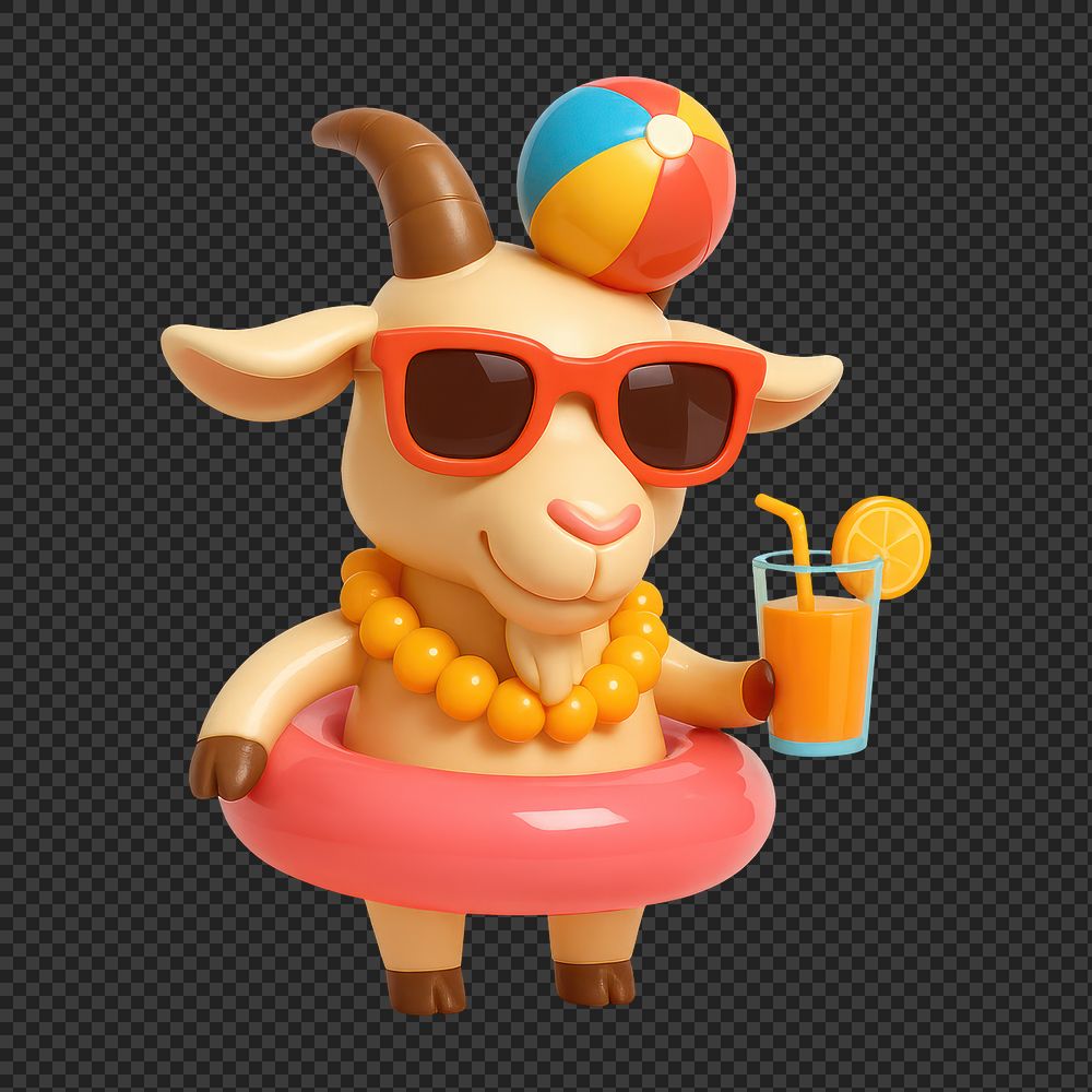 PNG Cartoon goat enjoying summer | Free PNG - rawpixel