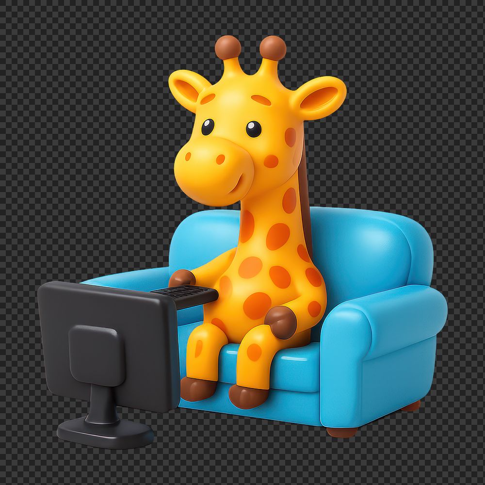 PNG Cartoon giraffe watching TV | Free PNG - rawpixel