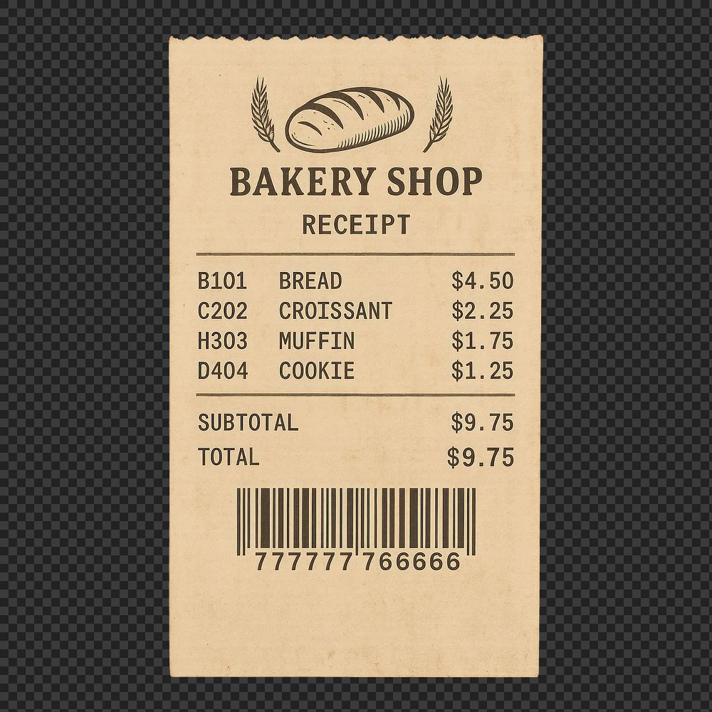 PNG Vintage bakery receipt illustration | Free PNG - rawpixel