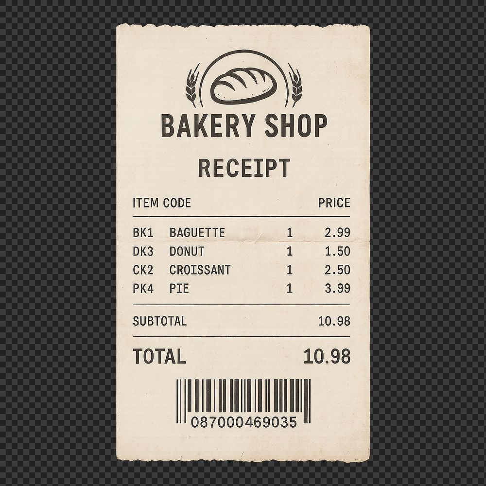 PNG Vintage bakery receipt design | Free PNG - rawpixel