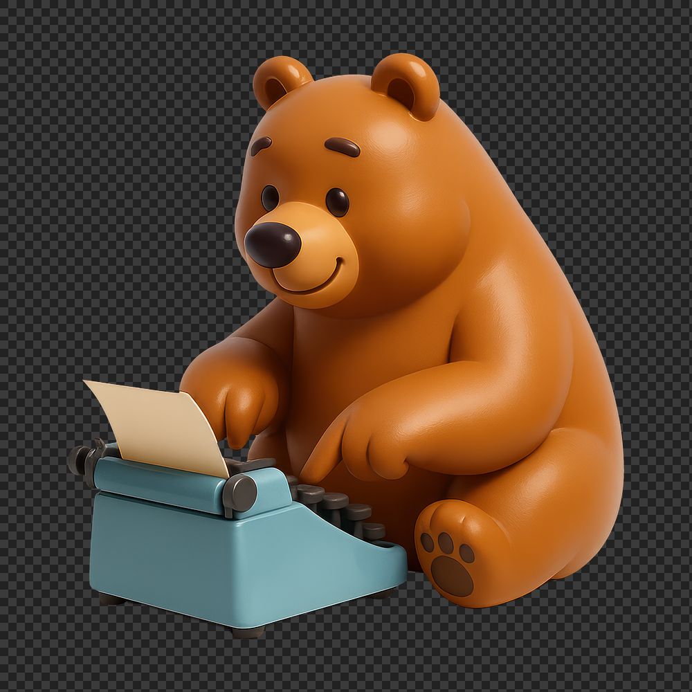 PNG Adorable bear typing illustration | Free PNG - rawpixel