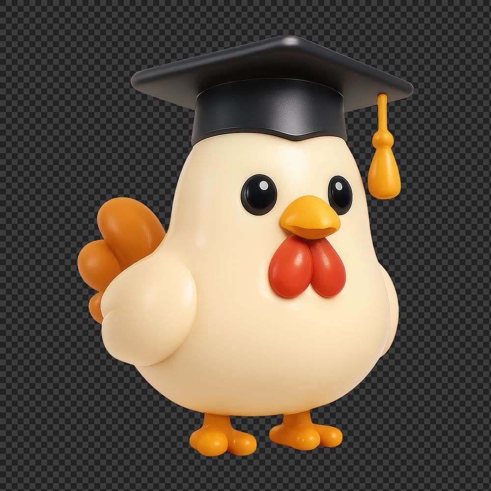 PNG Graduation-themed cartoon chicken illustration | Free PNG - rawpixel
