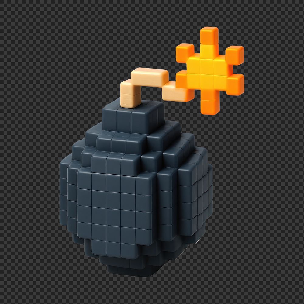 PNG Pixelated bomb lit fuse. | Free PNG - rawpixel