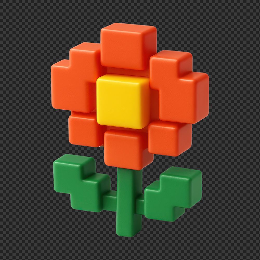PNG Retro pixelated flower illustration | Free PNG - rawpixel