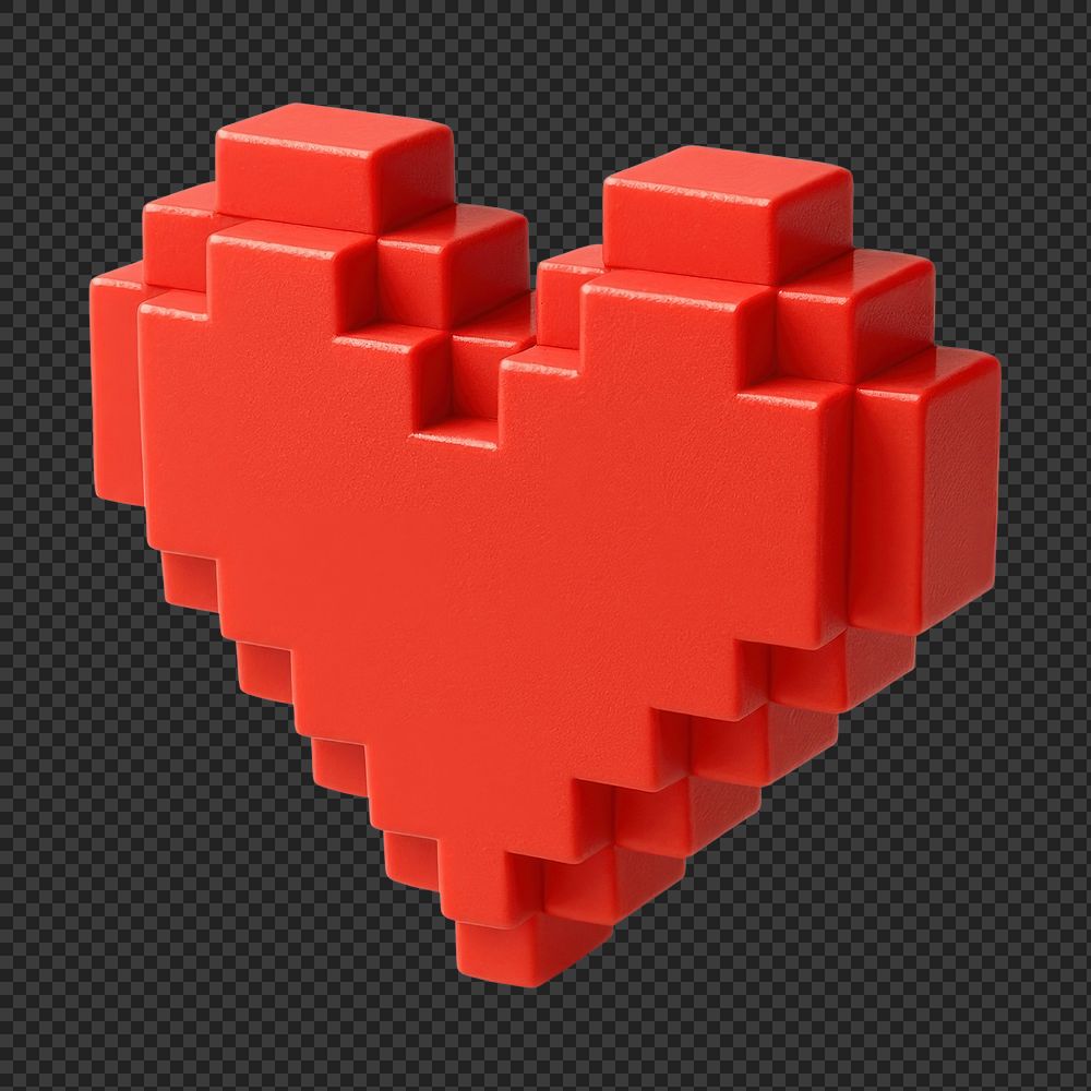 PNG Pixelated heart design illustration. | Free PNG - rawpixel