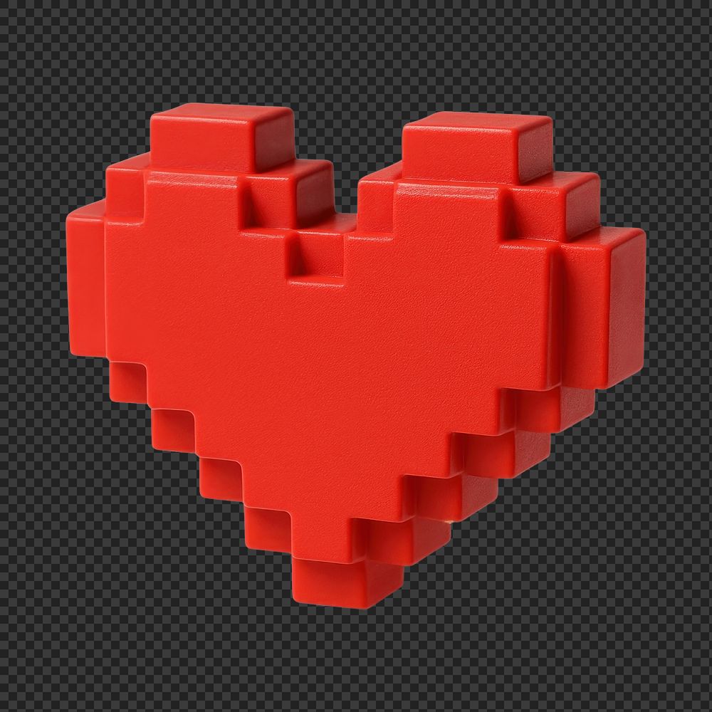PNG Pixelated red heart illustration. | Free PNG - rawpixel
