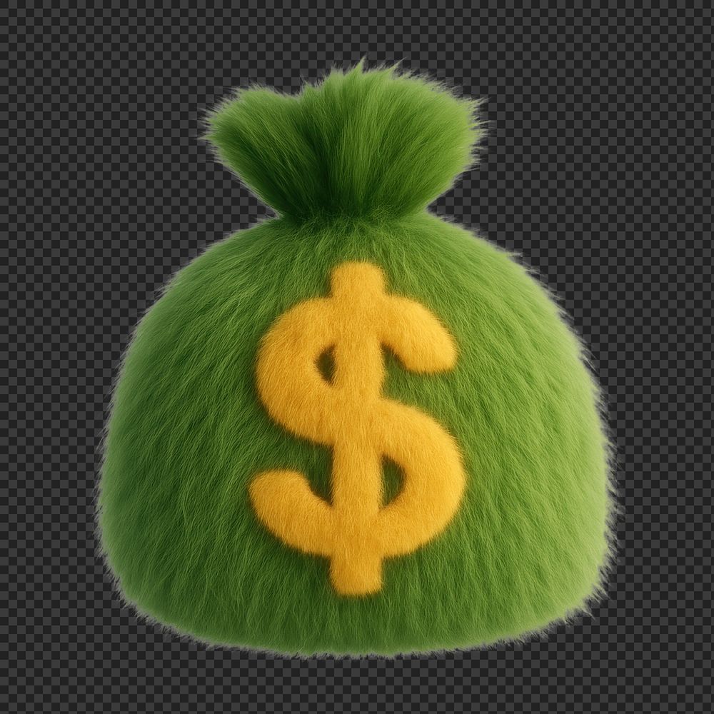 PNG Fuzzy green money bag | Free PNG - rawpixel